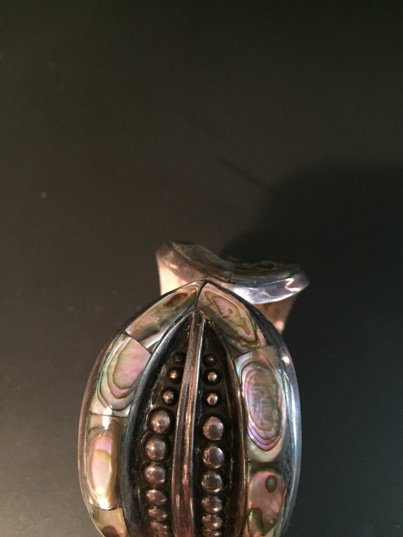 Vintage Sterling Silver and Abalone Hing Clamp Cuff Bracelet - Etsy