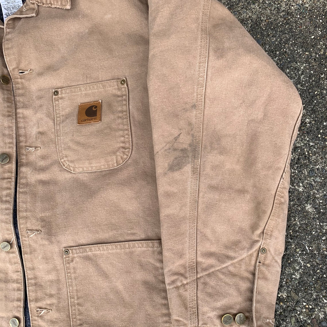 Vintage Tan Carhartt Blanket Lined Work Jacket Coat Button Up | Etsy