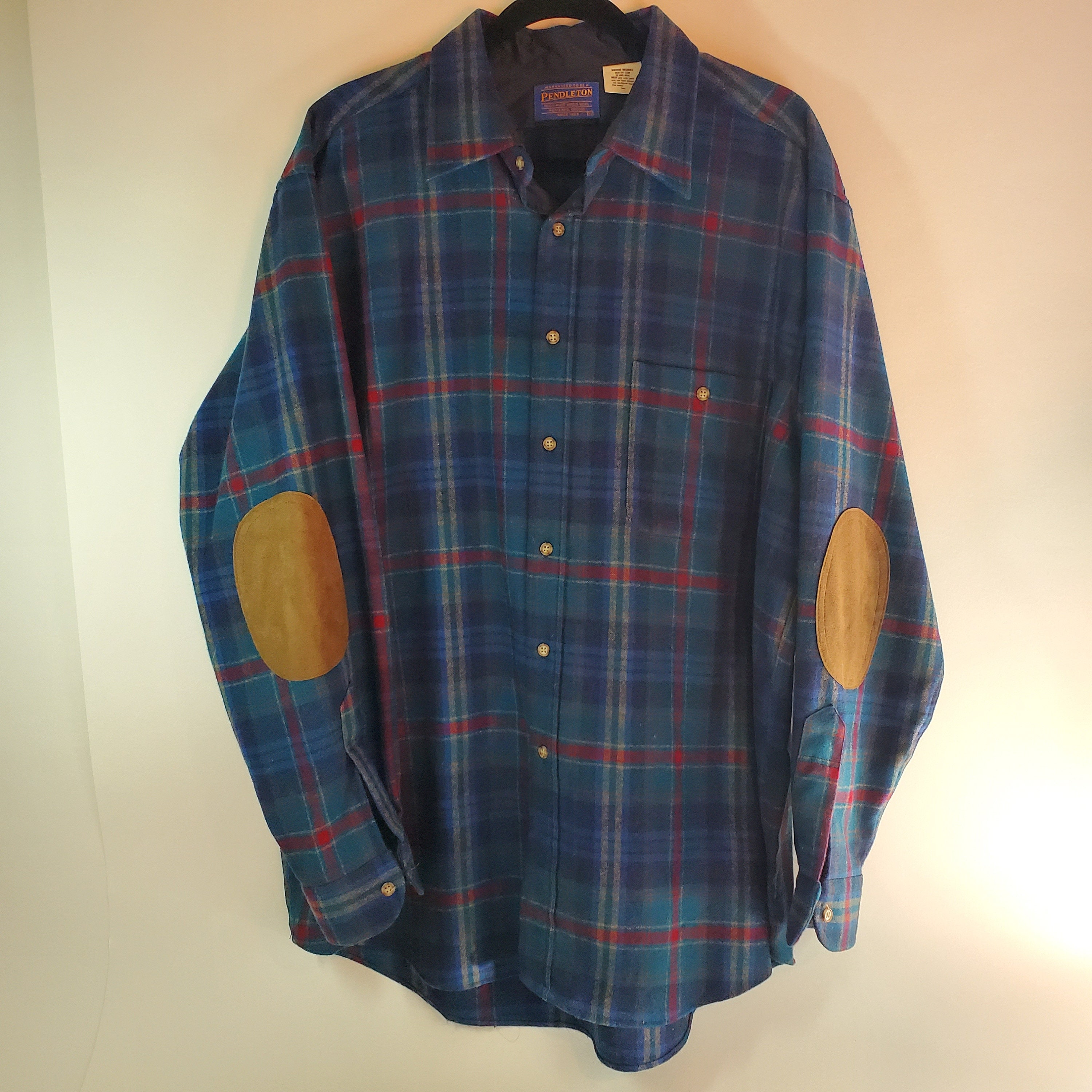 Pendleton Vintage Button up Men's Blue Green Wool Plaid | Etsy