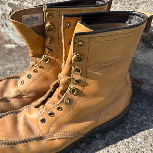Vintage Mason Field and Stream Tan Brown Leather Lace up Work Hiking ...