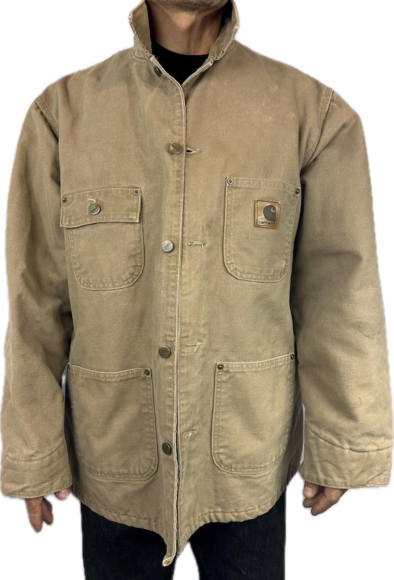 Vintage Tan Carhartt Blanket Lined Work Jacket Coat B… - Gem