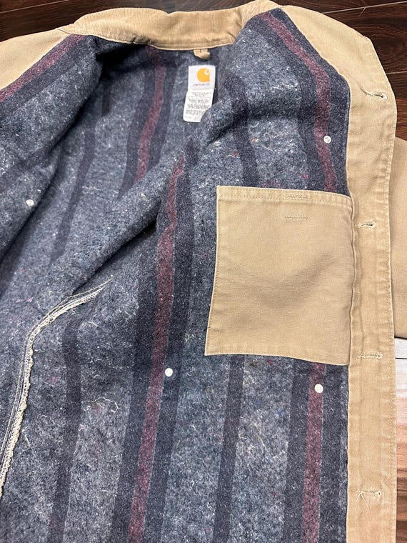 Vintage Tan Carhartt Blanket Lined Work Jacket Coat B… - Gem
