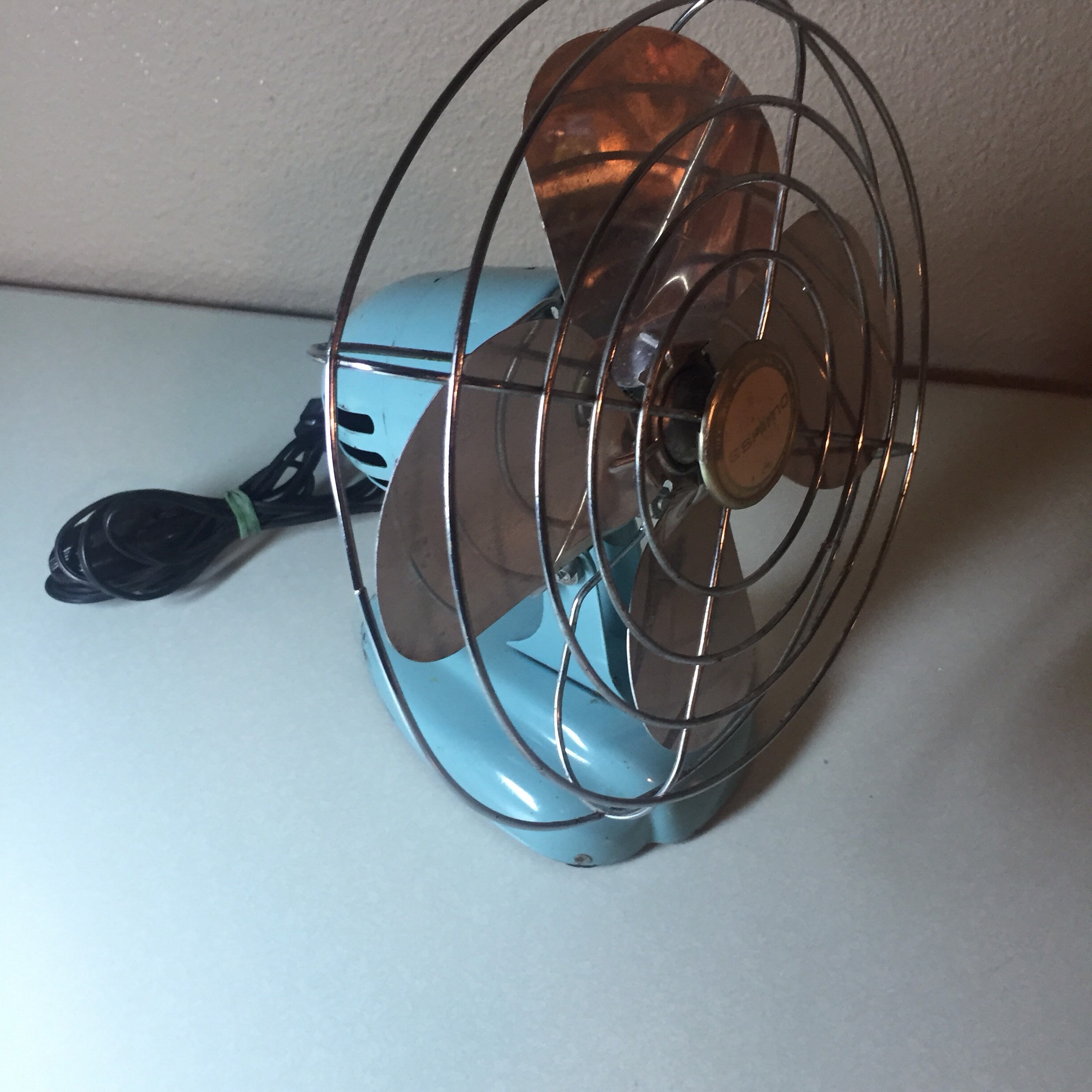 Vintage Eskimo Turquoise Desk Table Fan Movable Base Working - Etsy