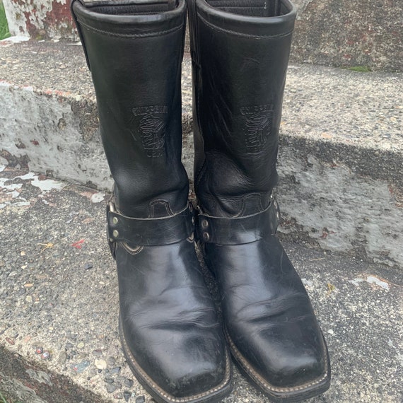 Vintage Chippewa Black Leather Harness Western Work B… - Gem