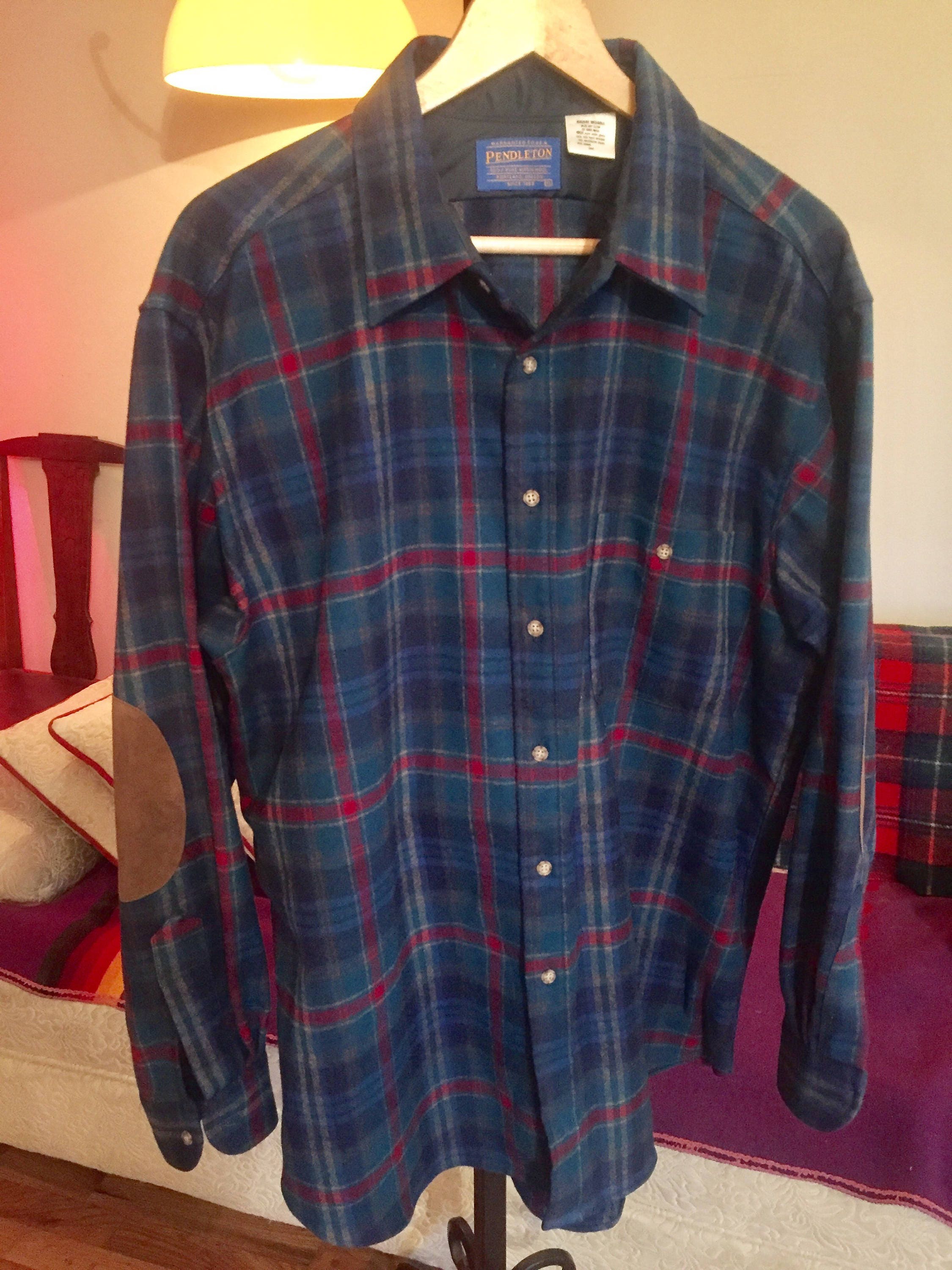 Pendleton Vintage Button up Men's Blue Green Wool Plaid | Etsy