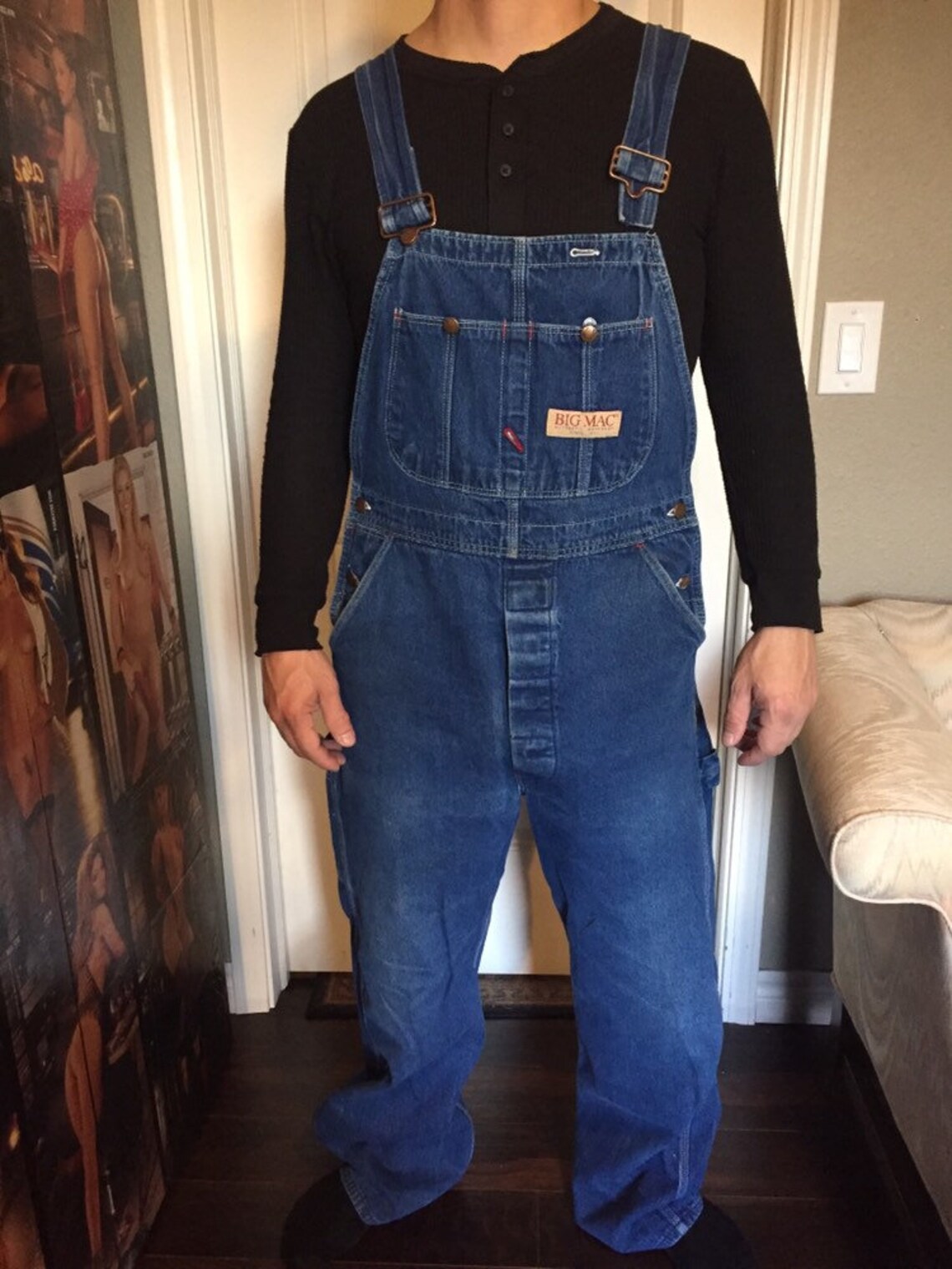 Vintage Big Mac Square Bak Overalls Medium Blue Denim Jeans | Etsy