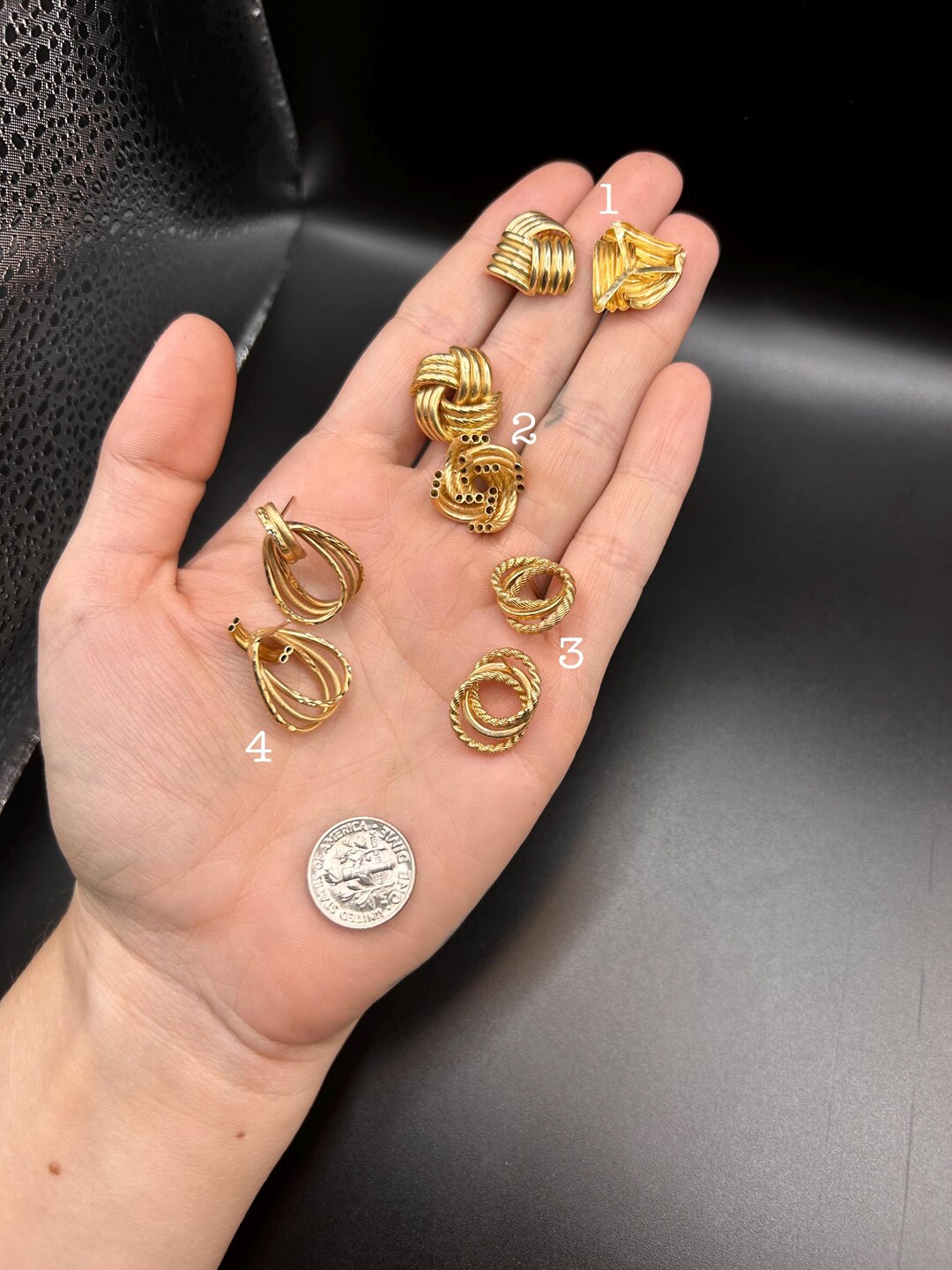 Estate Stackable 14k Gold Mixed Hoop Stud Dangle Earrings 10/17/24 LOT ...