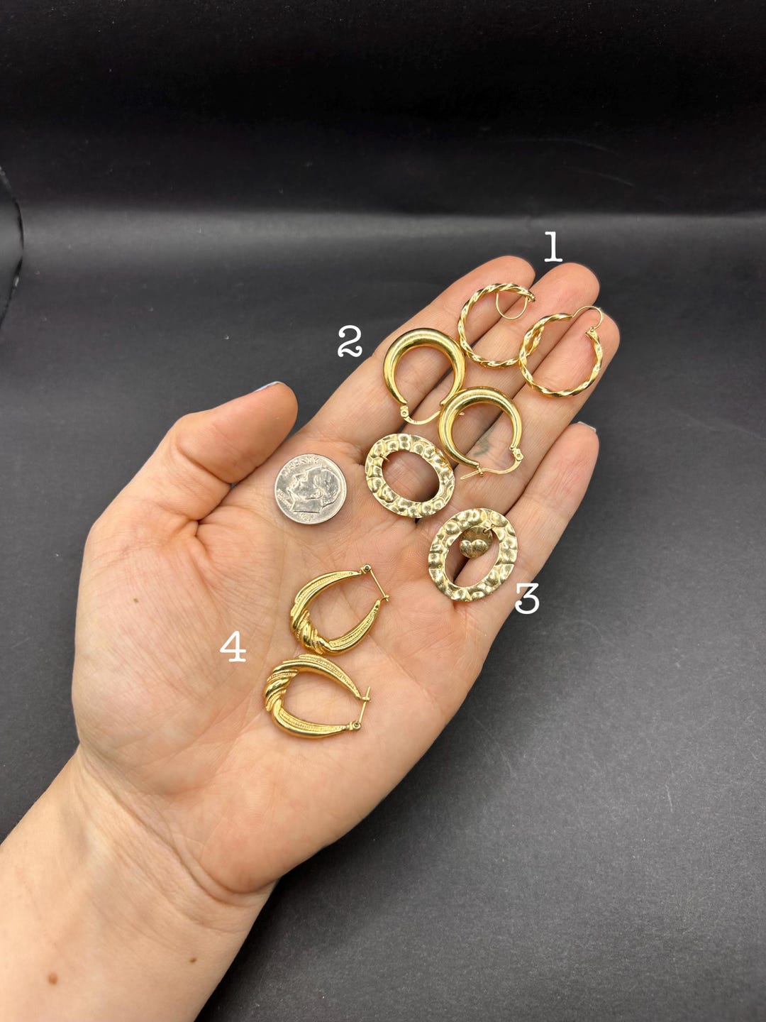 Estate Stackable 14k Gold Mixed Hoop Stud Dangle Earrings - 4/16/25 ...