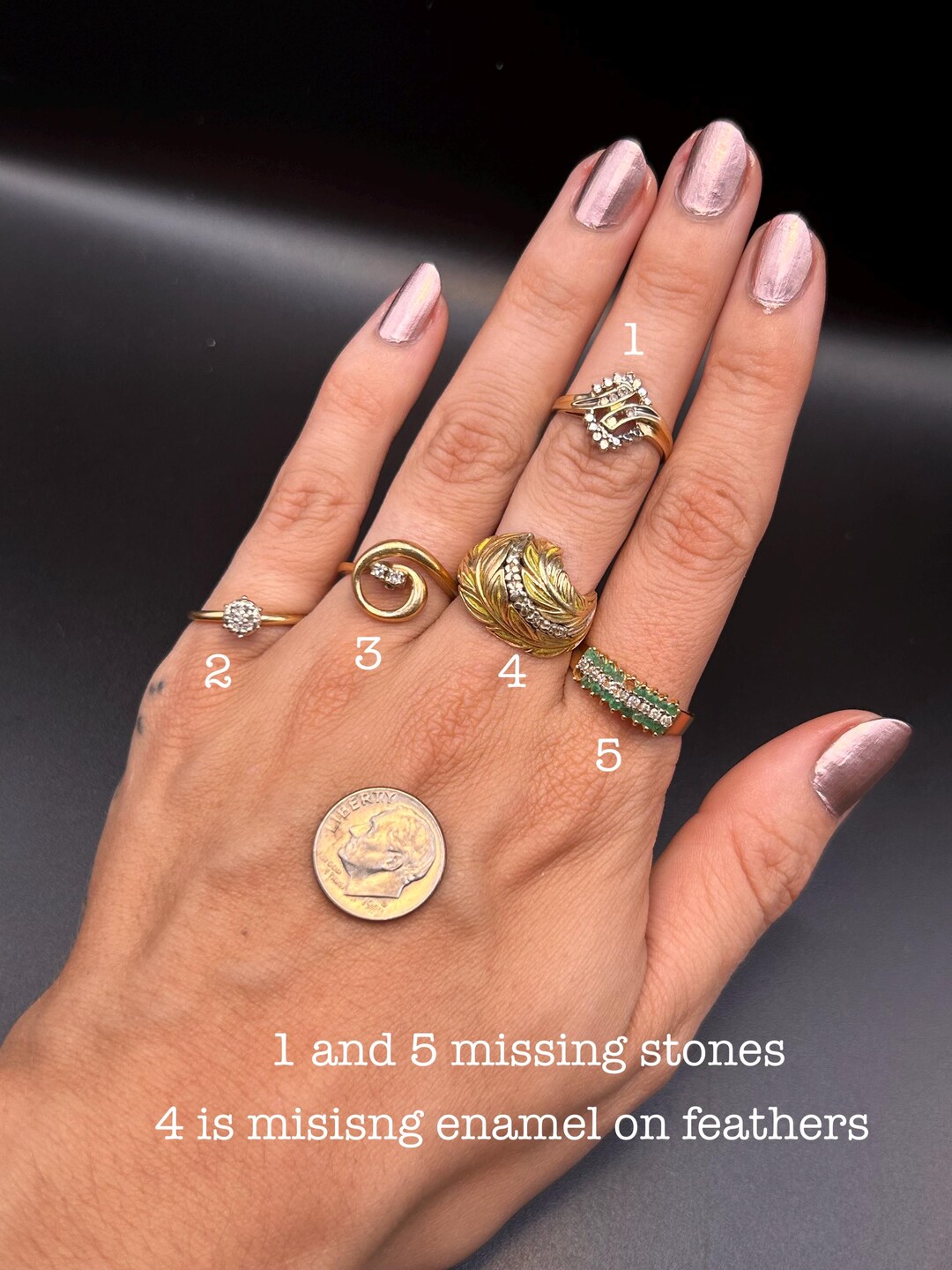 Estate Stackable 14k Diamond Gold Mixed Rings Bands 8/1/24 LOT AA - Etsy