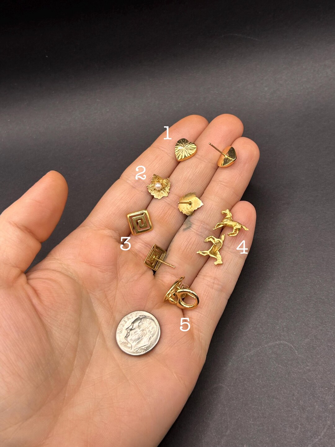 Estate Stackable 14k Gold Mixed Hoop Stud Dangle Earrings - 3/11/25 ...