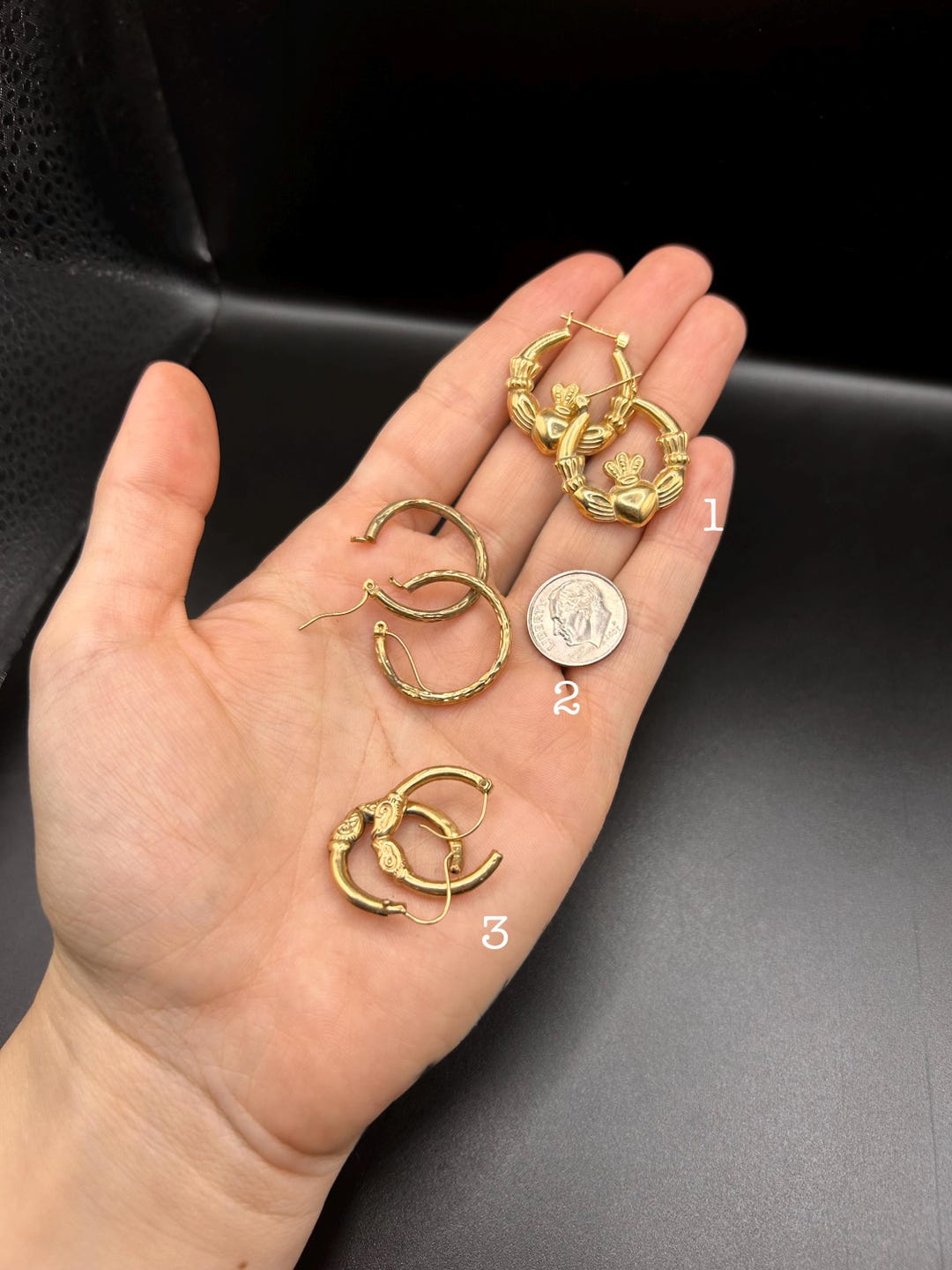 Estate Stackable 14k Gold Mixed Hoop Stud Dangle Earrings 12/4/24 LOT P ...