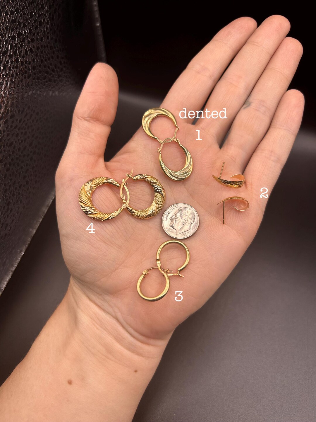 Estate Stackable 10k Gold Mixed Hoop Stud Dangle Earrings 10/10/24 LOT ...