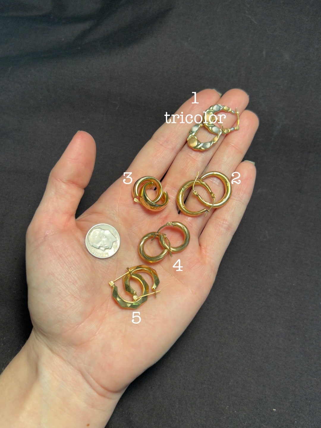 Estate Stackable 14k Gold Mixed Hoop Stud Dangle Earrings 1/24/24 LOT Q ...