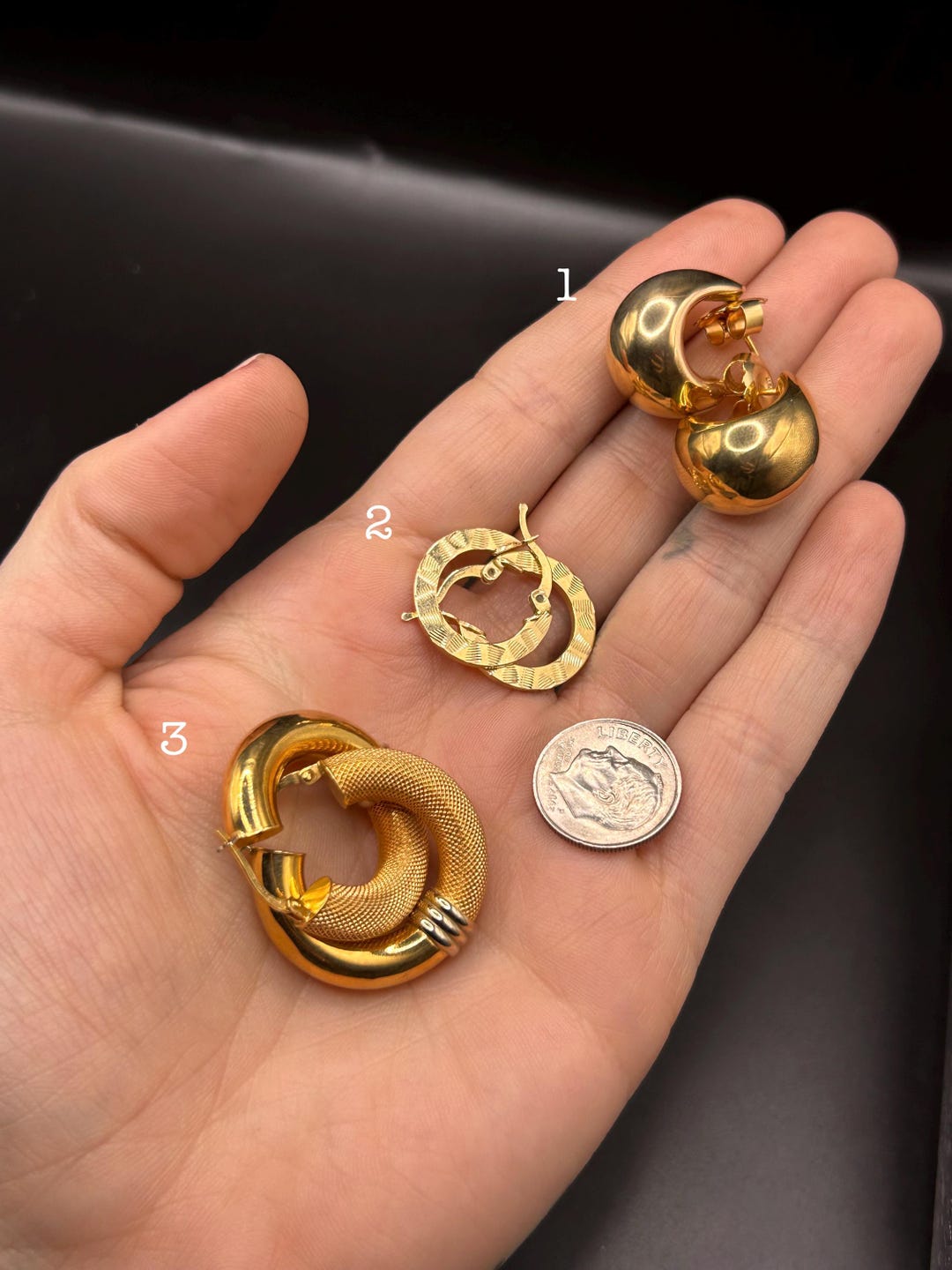 Estate Stackable 18k Gold Mixed Dangle Hoop Stud Earrings 1/3/25 LOT X ...