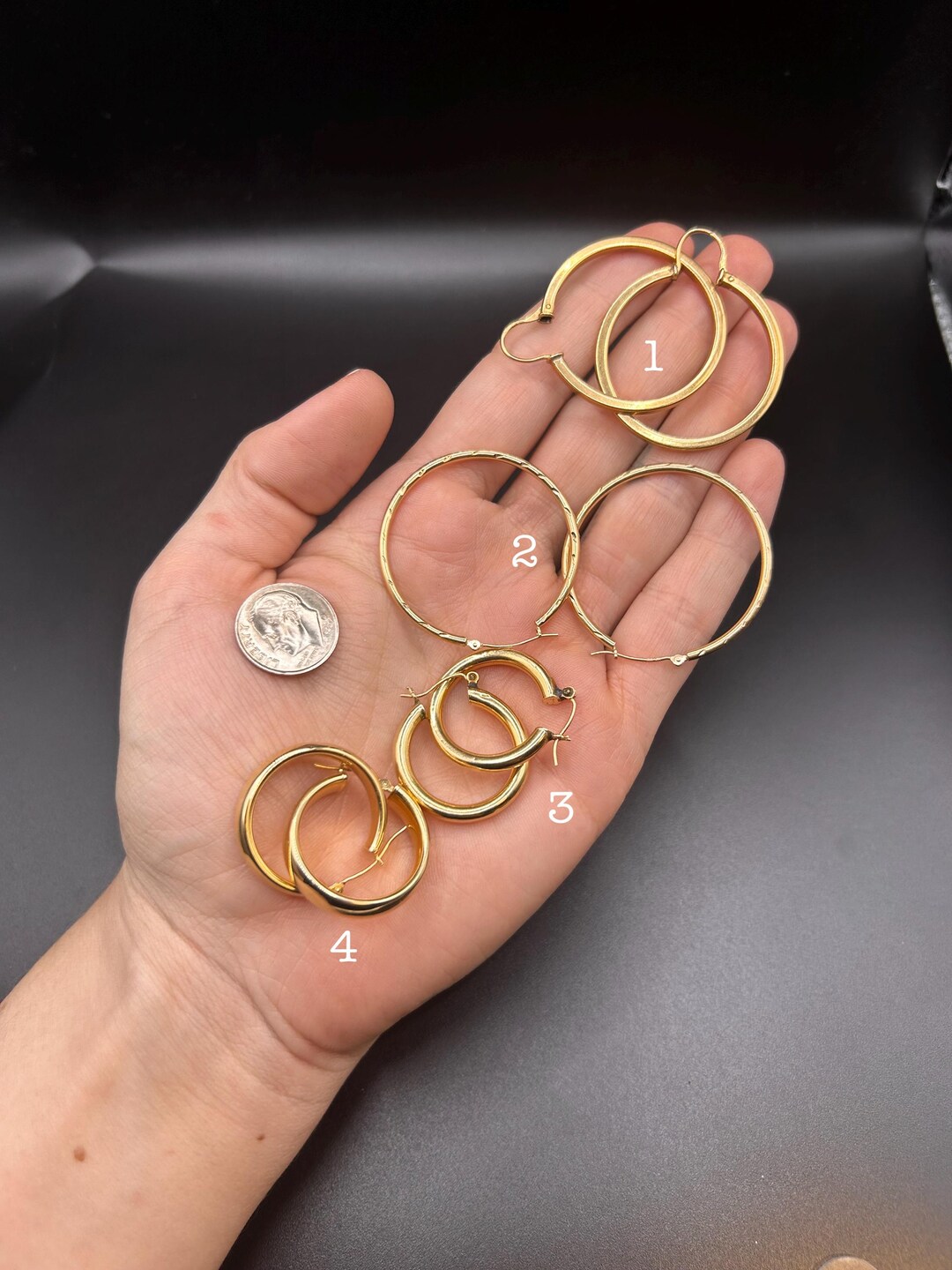 Estate Stackable 14k Gold Mixed Hoop Stud Dangle Earrings 11/8/24 LOT W ...