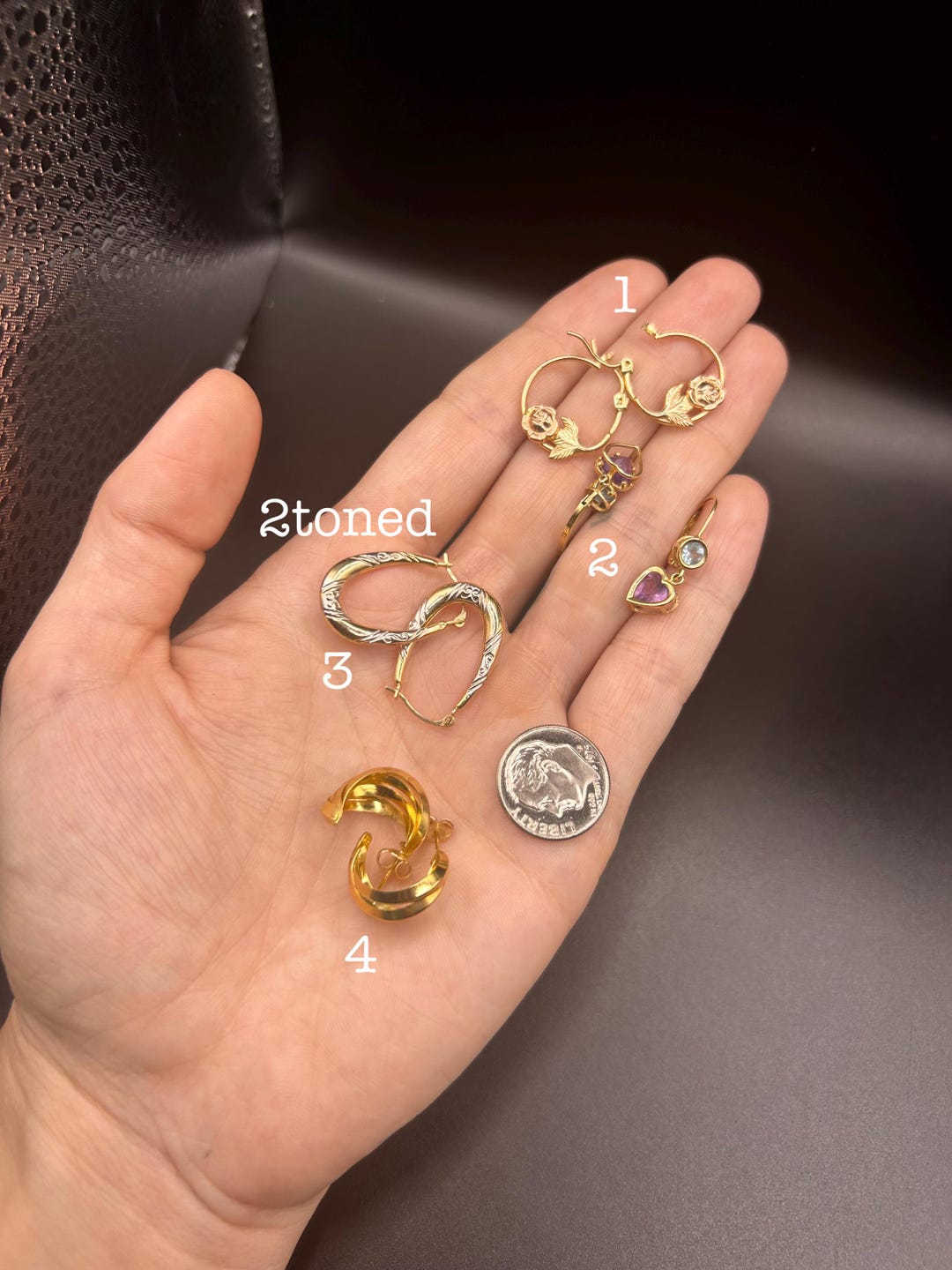 Estate Stackable 14k Gold Mixed Hoop Stud Dangle Earrings 10/14/24 LOT ...