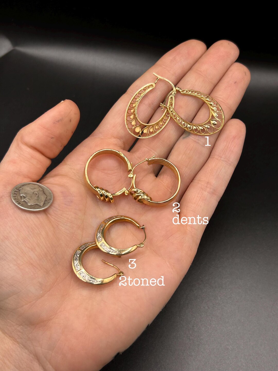 Estate Stackable 14k Gold Mixed Hoop Stud Dangle Earrings 12/2/24 LOT L ...