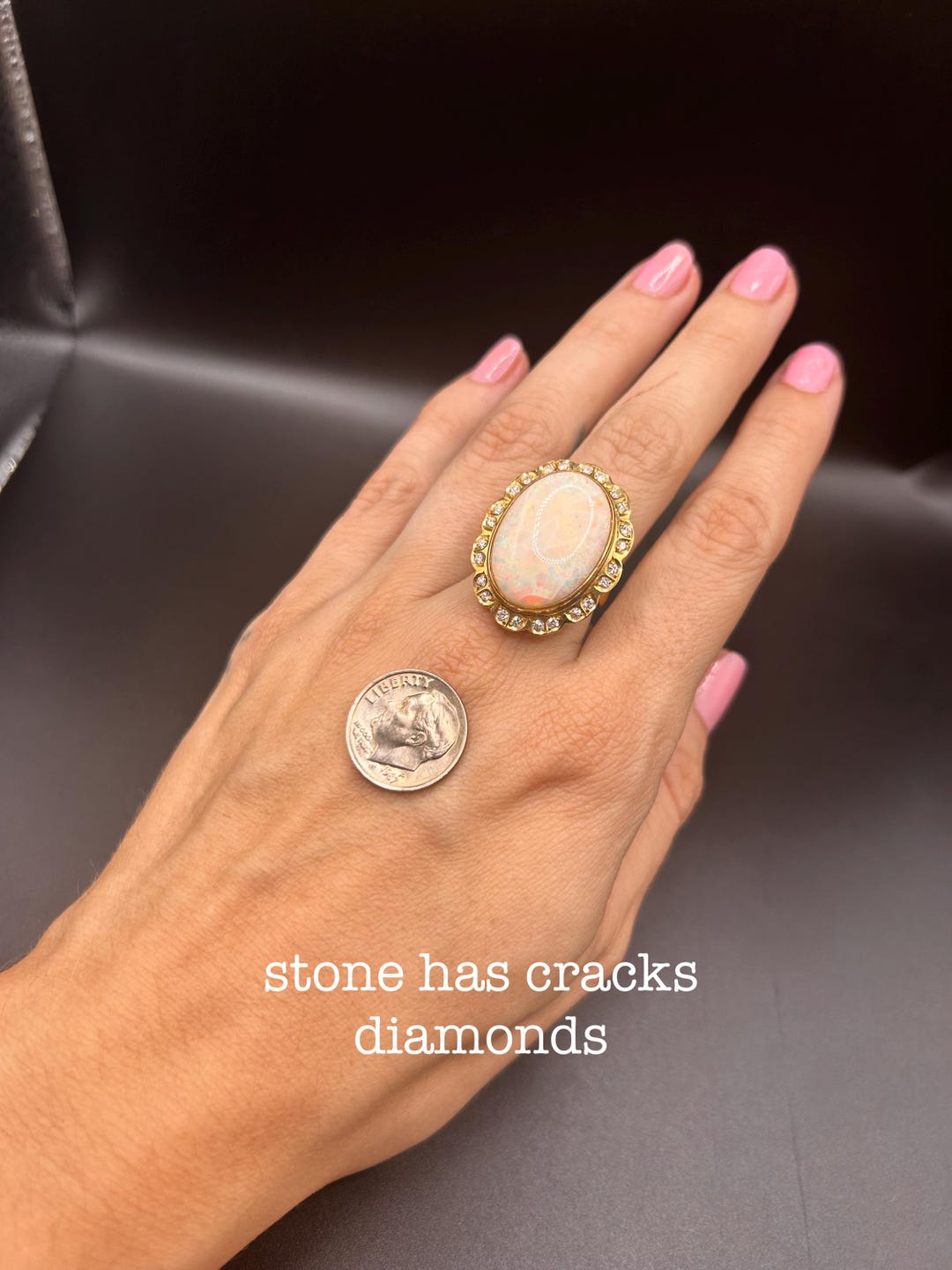 Estate Stackable 18k Diamond Gold Mixed Opaline Ring Band 9/26/24 LOT ...