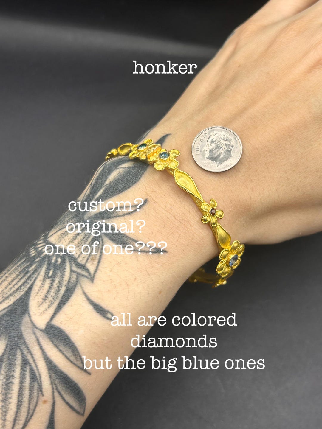 Diamond Estate Stackable 21k Gold Mixed Floral Bangle Bracelets - 4/11 ...