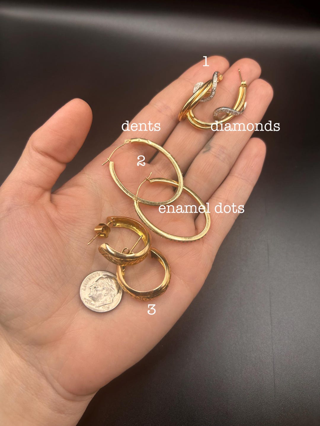 Estate Stackable 14k Gold Mixed Hoop Stud Dangle Earrings 10/22/24 LOT ...