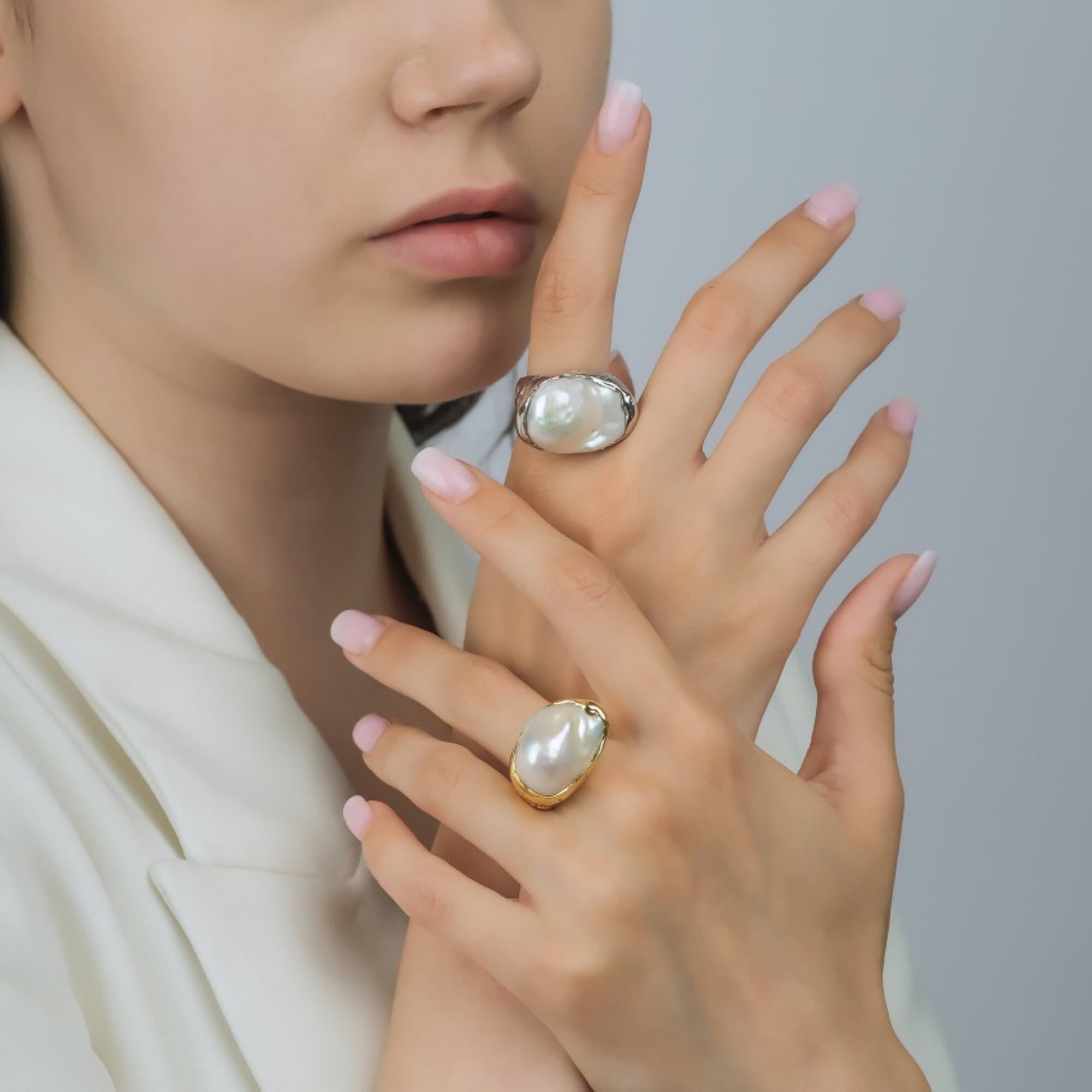 Baroque Pearl Gold Star Rings, Unique 18K Gold Boho Pearl Ring ...