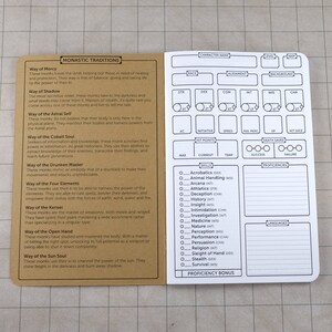 Monk Notebook - Large Dungeons and Dragons 5e Character Journal - Etsy