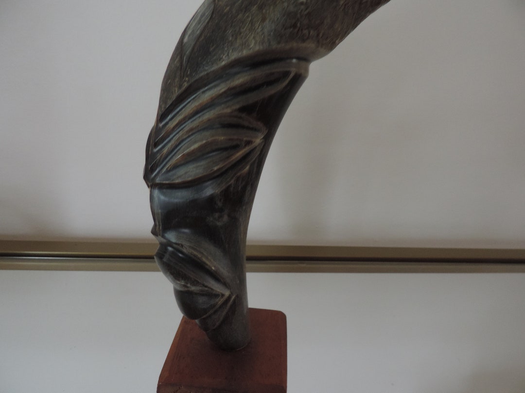 Carved Face/horn Sculpture Vintage - Etsy