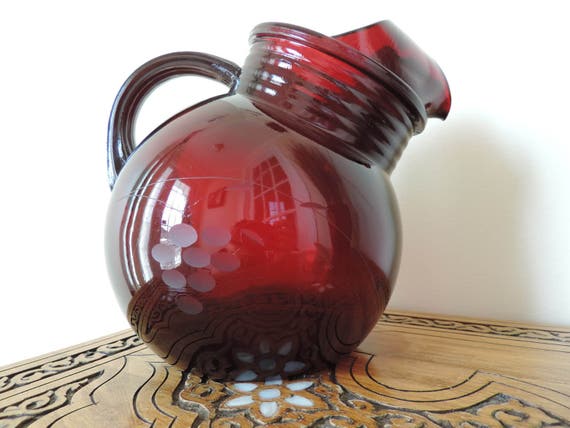 Pitcher Anchor Hocking Royal Ruby Red Vintage | Etsy