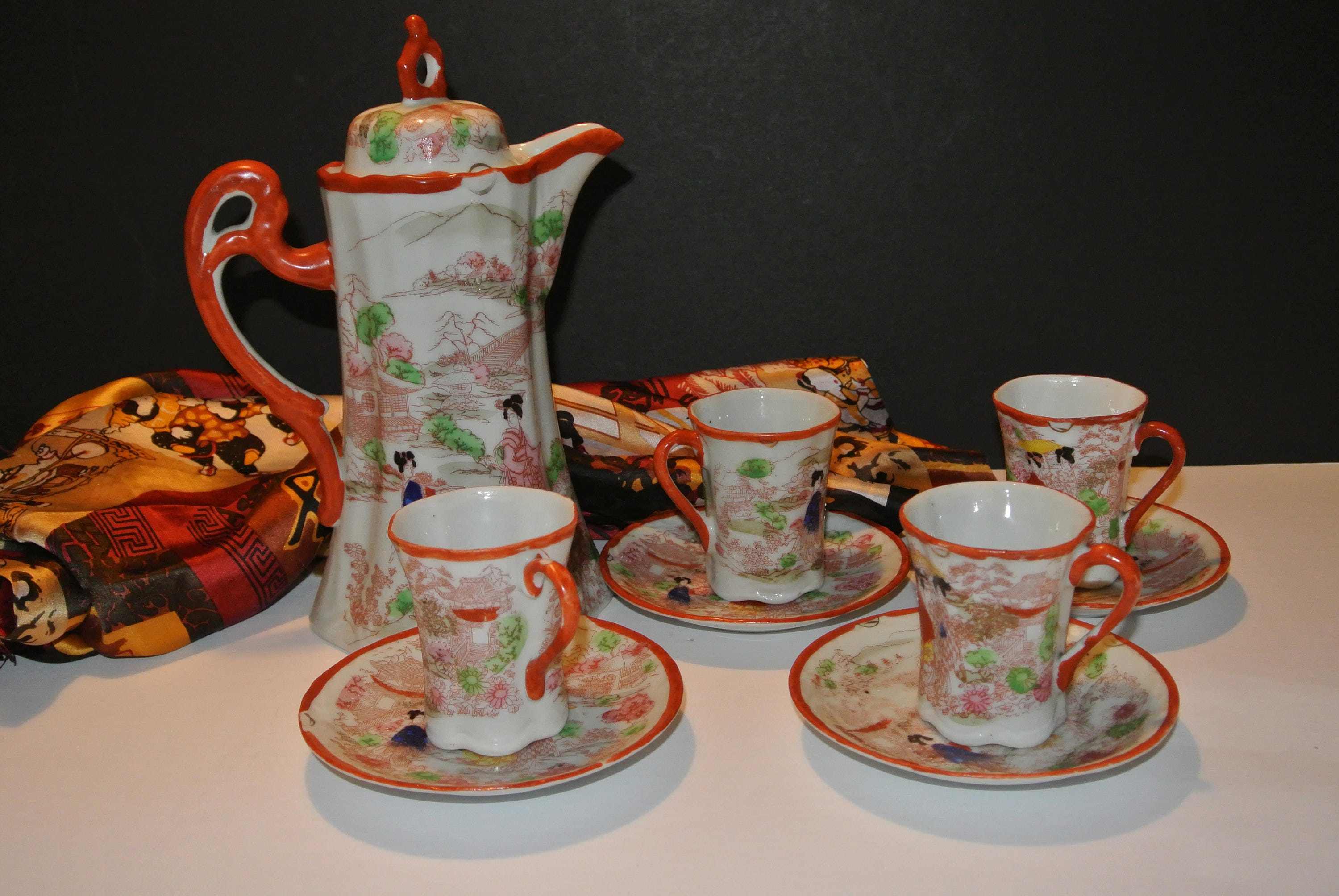 Japanese Tea Set Kutani Japan Hand Painted Rare - Etsy