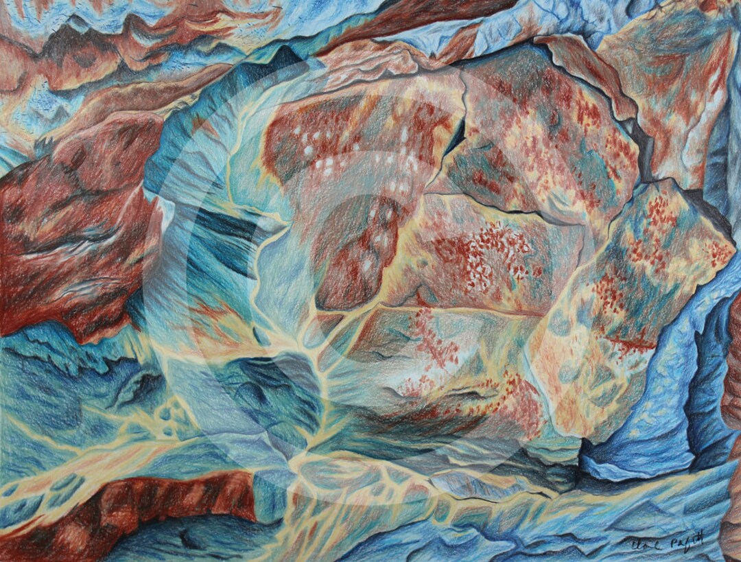 Blue-red Rock Face-inkjet Print - Etsy