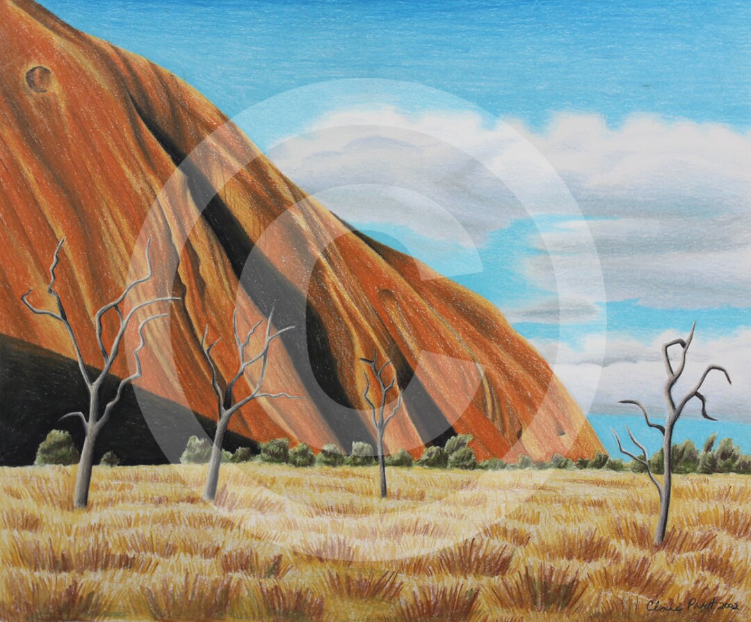 Uluru, Australia-original Drawing - Etsy