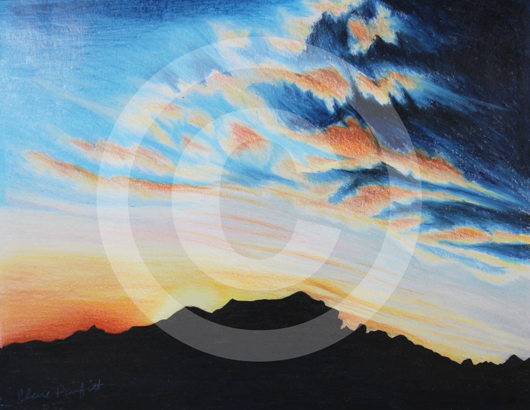 How To Draw A Sunset With Pencil