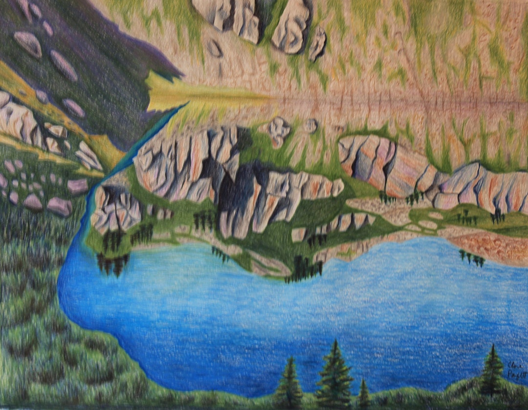Mica Lake-original Drawing - Etsy