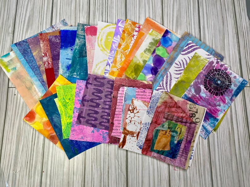 Handmade Colorful Unique Collage Art Journal Pages, Collage Fodder ...