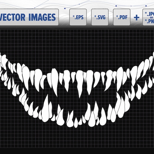 Smile Scary Teeth Vector Graphic Clipart Svg Eps Cmx Cdr - Etsy