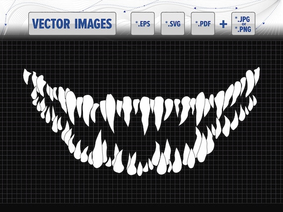 Smile Scary Teeth Vector Graphic Clipart Svg Eps Cmx Cdr | Etsy