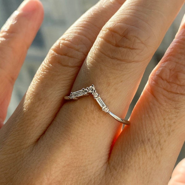 Chevron Wedding Band - Etsy