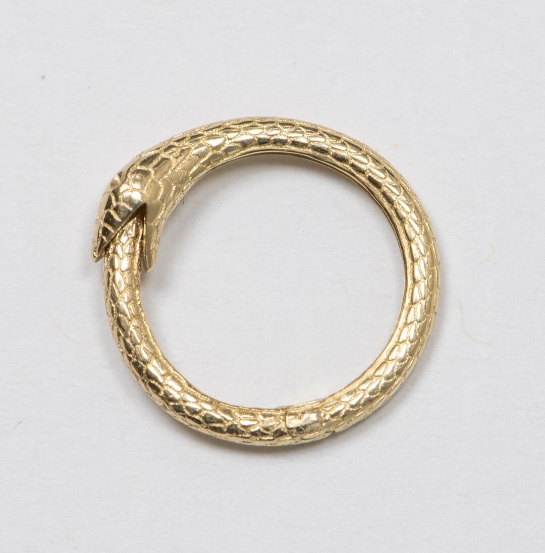 15mm Ouroboros Snake Solid 14K 18K Gold Pendant Charm Holder Serpent ...