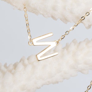 Capitalized Letter m Sideways Set Alphabet 14K Gold Necklace Adjustable ...