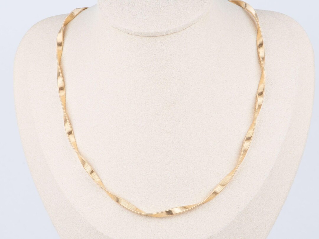 18K Gold Wavy Wave Necklace 3.5mm Wide 16.75 12.72g Like Marco Bicego ...