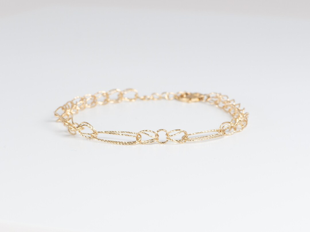 7.5" 14K Gold Diamond Cut Loop-in-loop Special Link Bracelet R2076 ...