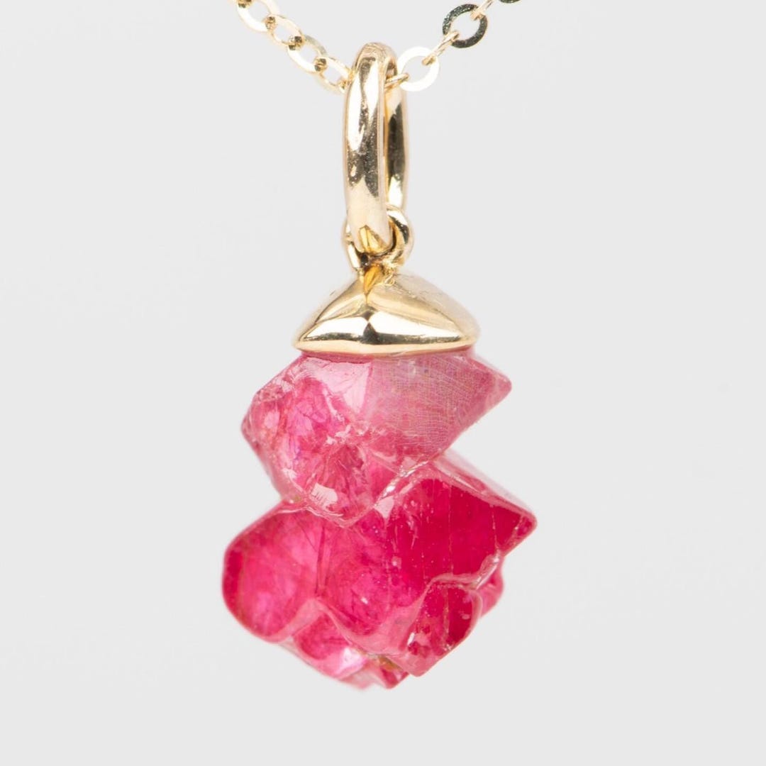 Red Spinel Octahedral Crystal With 14K Gold Cap Pendant Charm Rare ...
