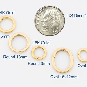 Push Gate Small Circle 9mm 14K 18K Gold Pendant Bail Round Circular ...