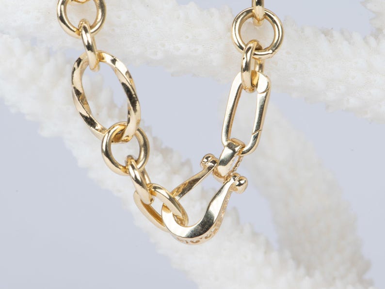 Horseshoe Horse Stirrups Charm Chain Extender 18K Gold Light Weight ...