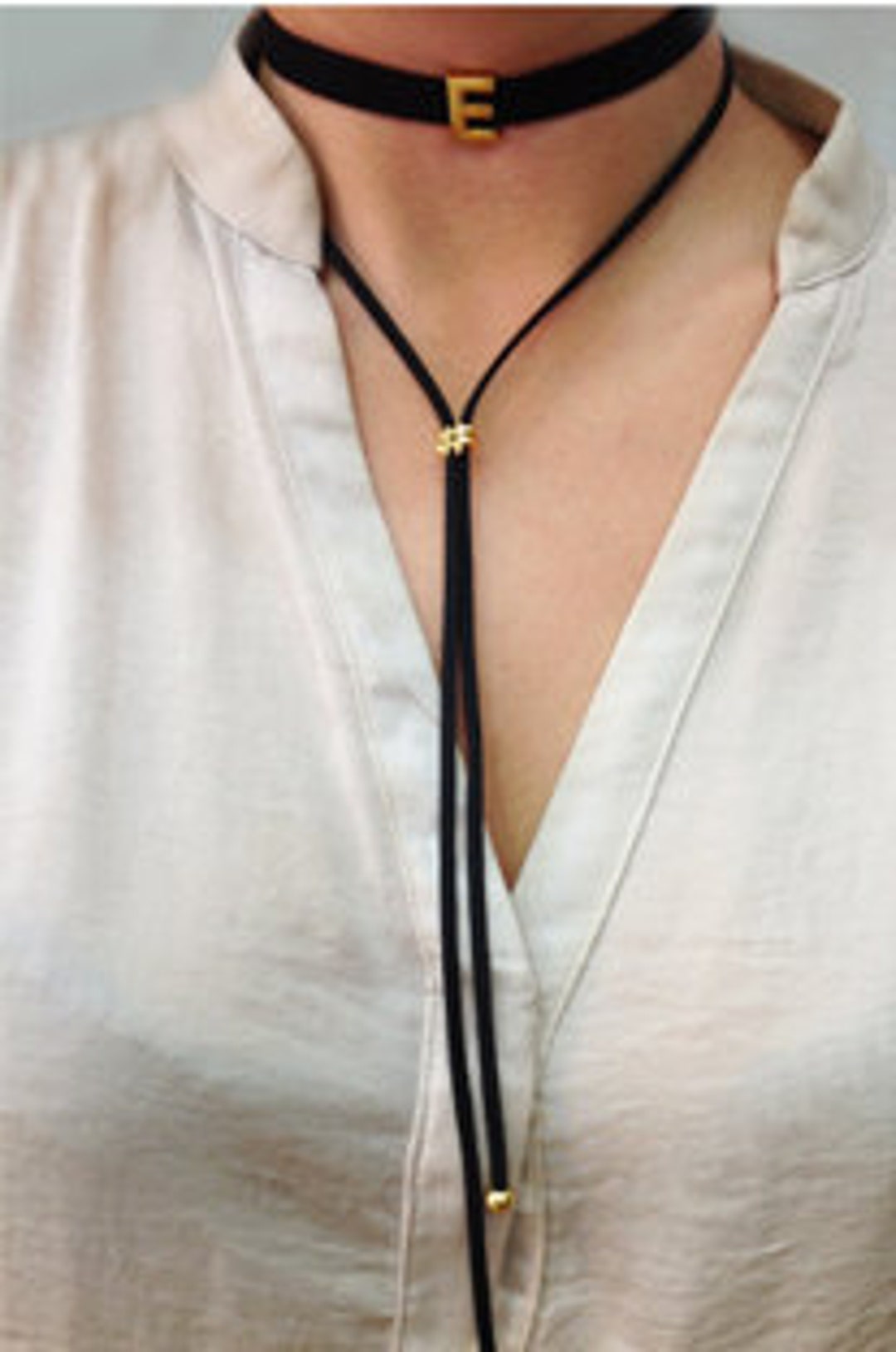 Leather Initial Choker Personalized Choker Hashtag Jewelry Black ...