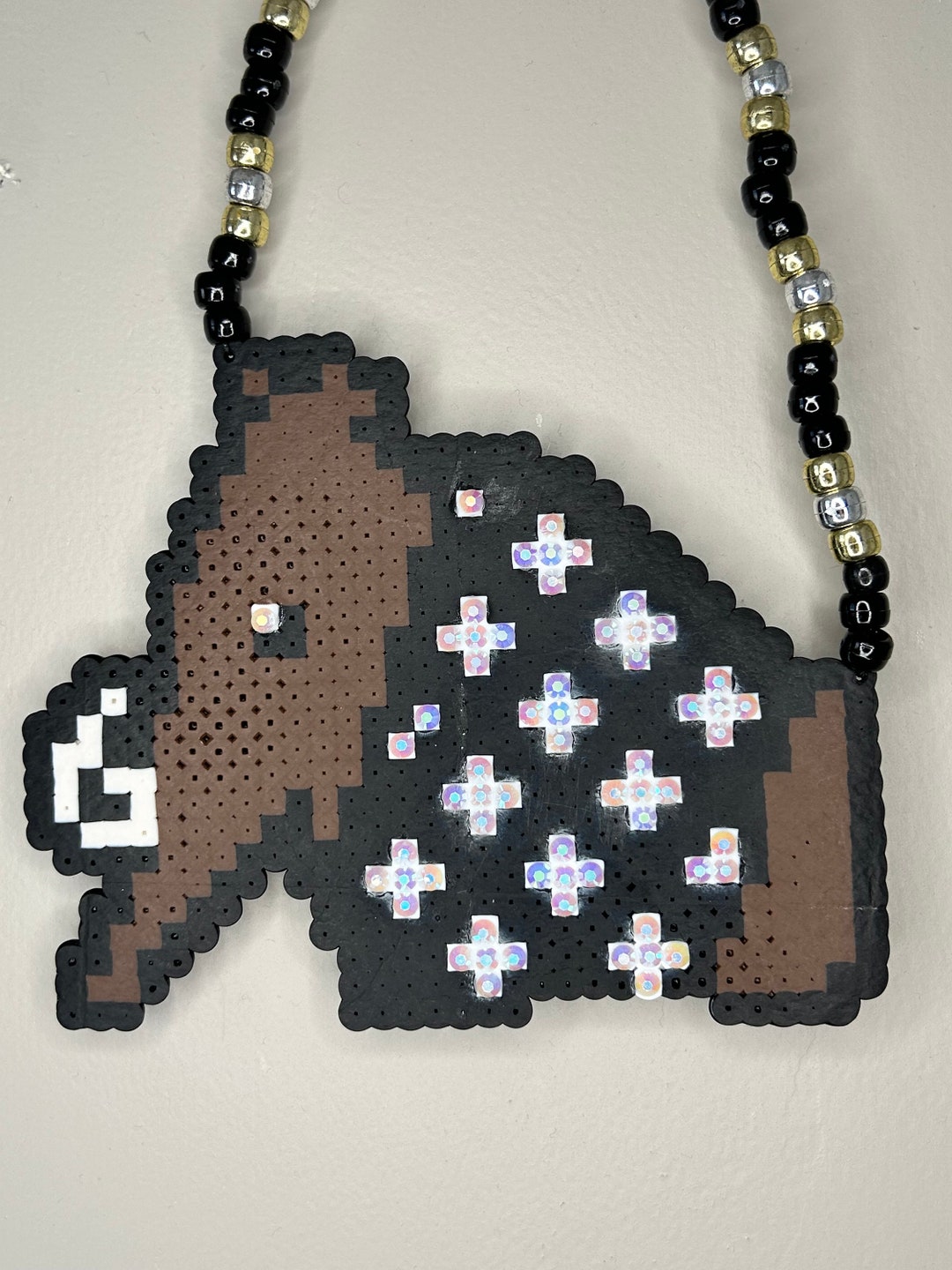 Rhinestone Wooli Vuitton Perler Necklace - Etsy