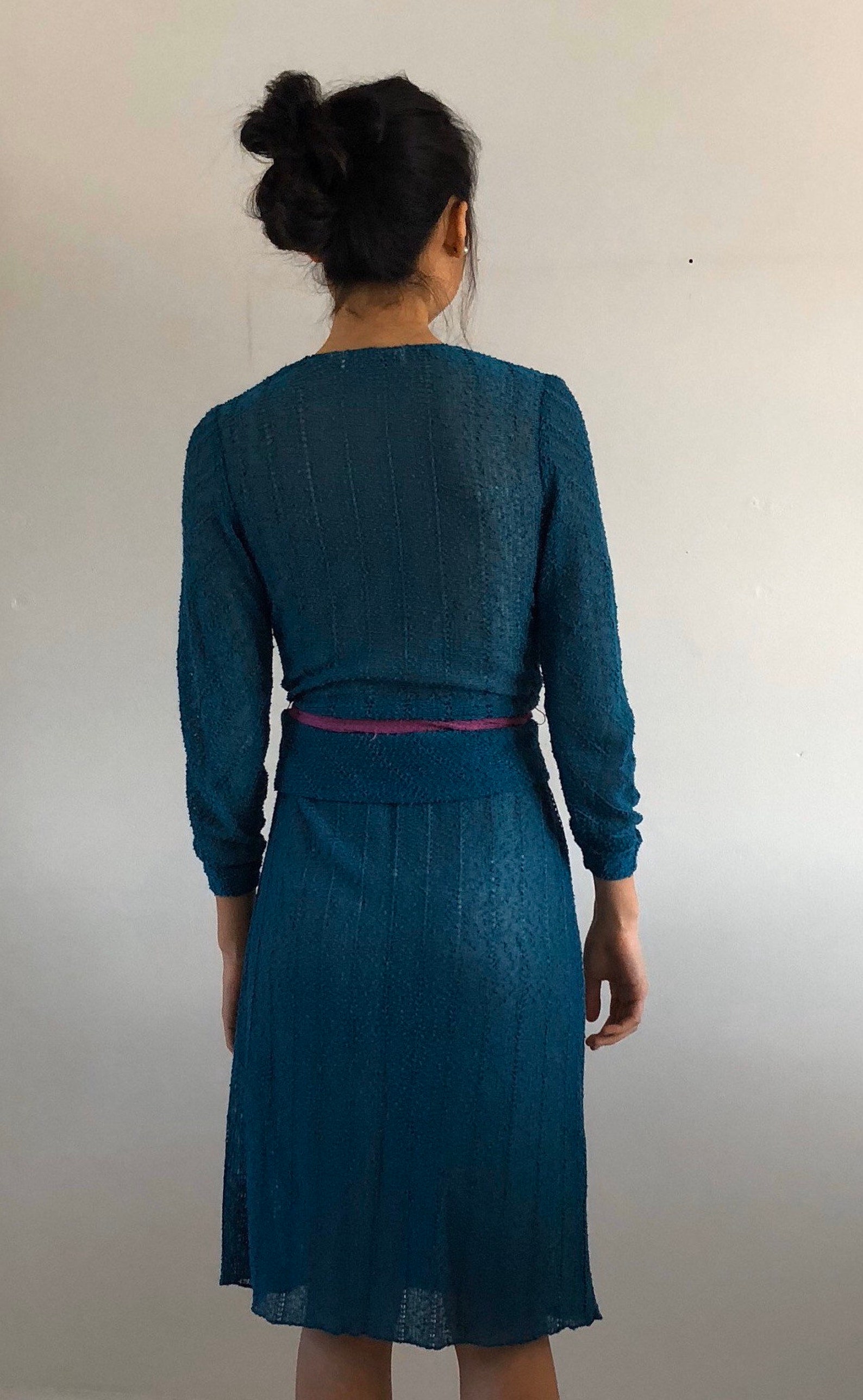 90s Wrap Matching Set / Vintage Teal Knit Wrap Front Sweater - Etsy