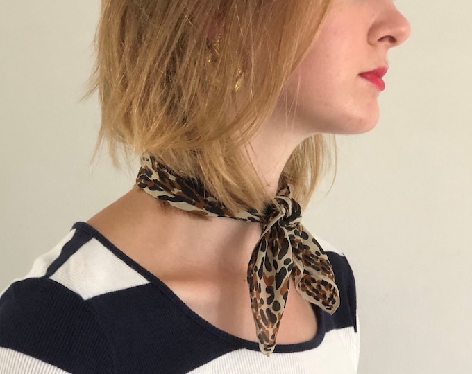 Vintage Animal Print Silk Scarf / Semi Sheer Scarf / Small - Etsy