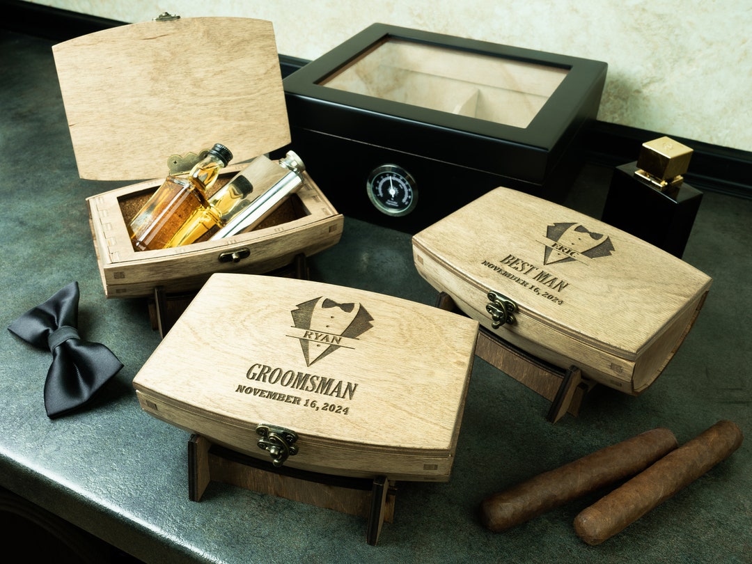 Groomsman Proposal Gift Box, Father of the Bride Box, Custom Cigar Box ...