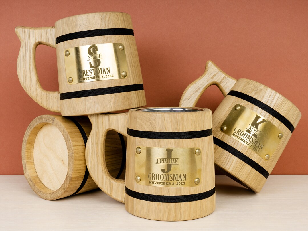 Personalized Wooden Beer Tankard: Engraved Groomsmen Gift - Etsy